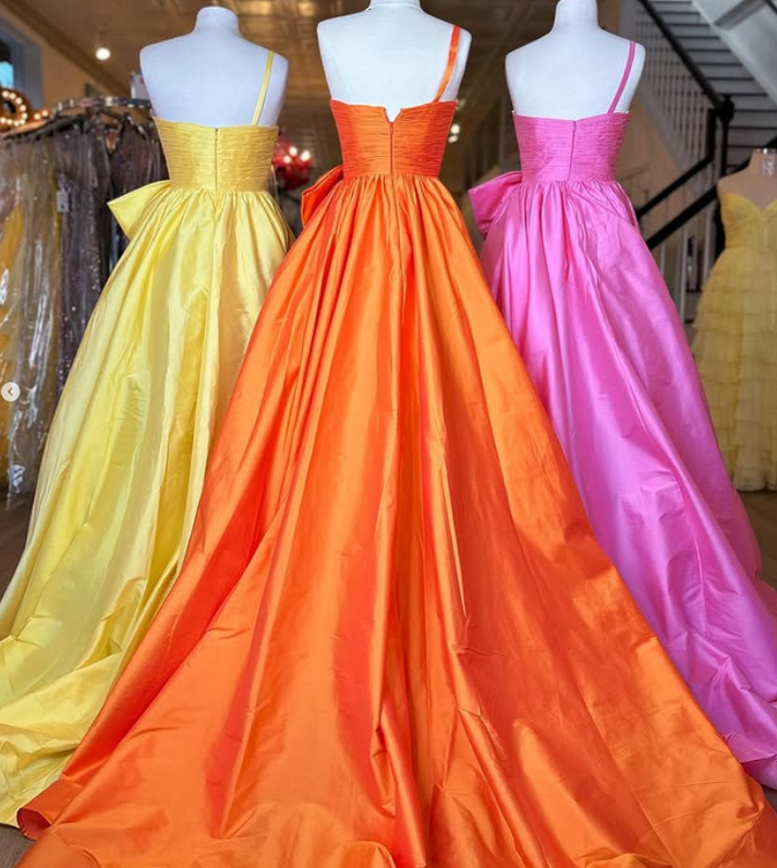 One Shoulder Long Prom Dresses with Bow – DressesTailor