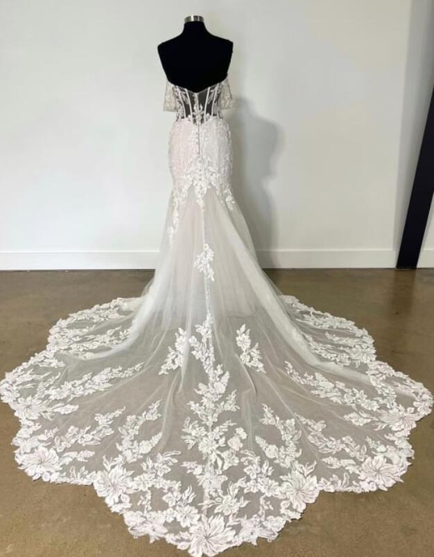Off the Shoulder Mermaid Tulle/Lace Wedding Dresses DTB102 – DressesTailor