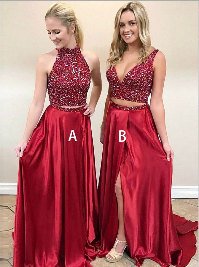 Two Pieces Prom Dress, Evening Dress, Dance Dresses, Graduation School ...