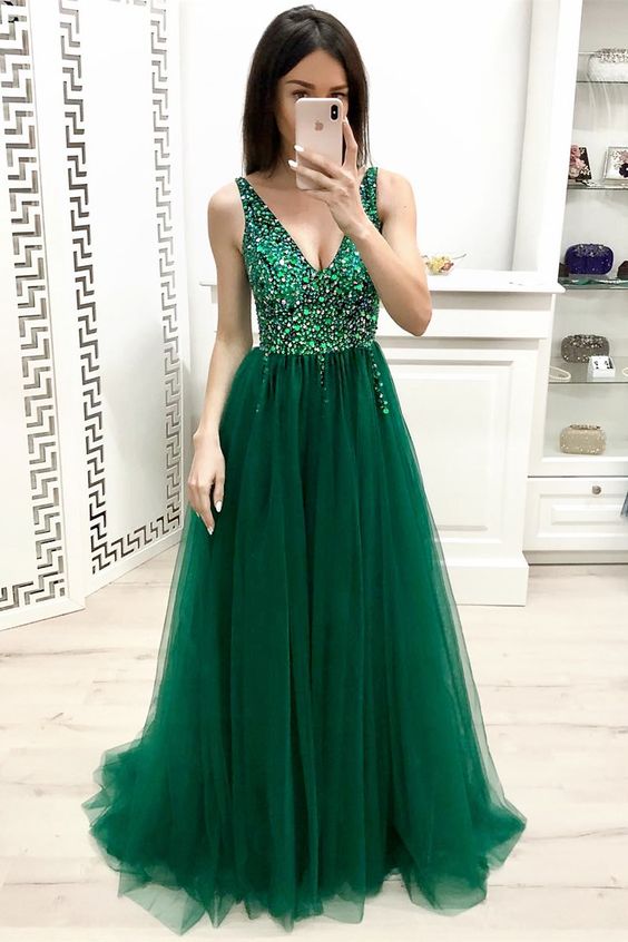 Green Prom Dress Long, Dresses For Graduation Party, Evening Dress, Fo ...